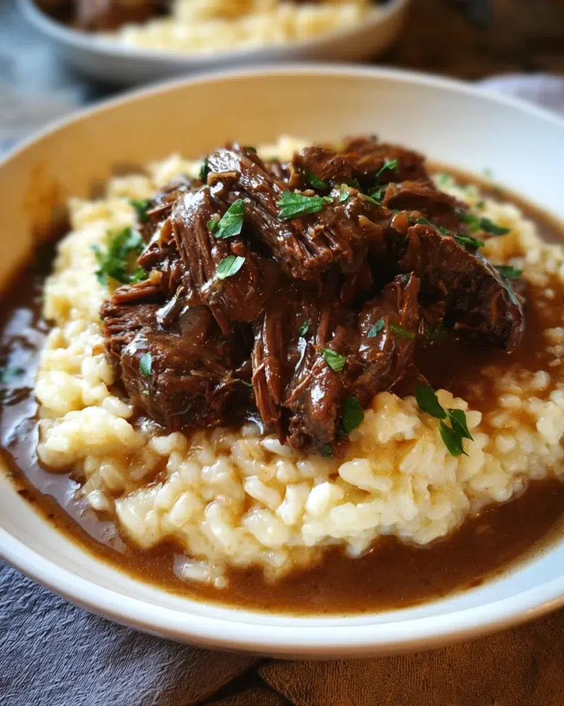 Slow-Braised Pot Roast with Creamy Parmesan Risotto